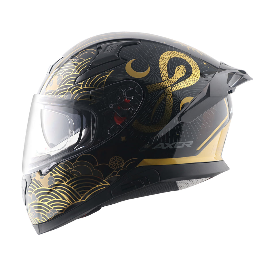 Axor Apex infinity Gloss Black Gold Helmet – AH Helmets